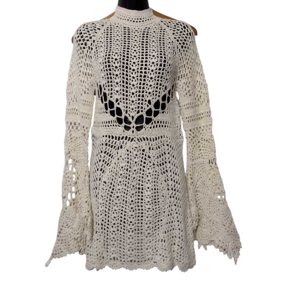 Dolls Kill Widow Dark Destiny Crochet Mini Dress - Gem